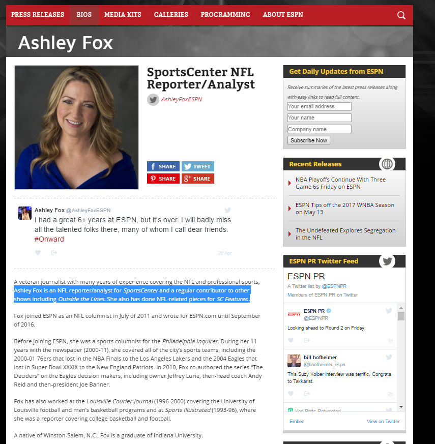 Ashley Fox (sports reporter) Wiki
