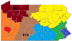 814 Area Code Location Map Time