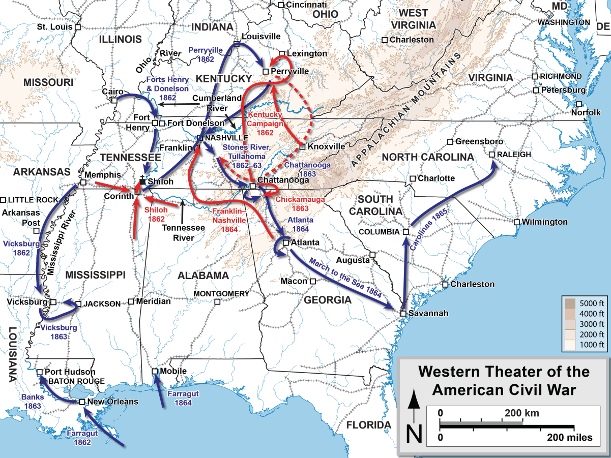 Civil War Theaters Map | Eastern theater of the American Civil War – UYTT